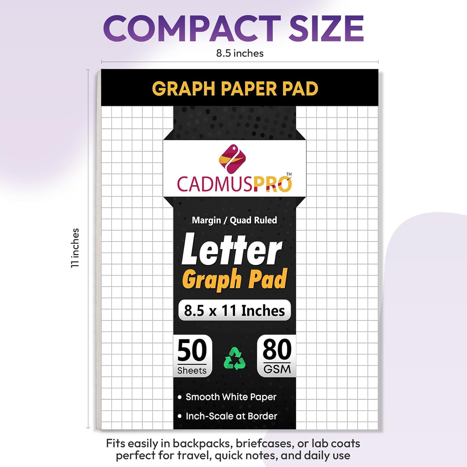 Graph Paper Pads 8.5" x 11", 1/4 Inch Quad Ruled, 80 GSM Thick Graphing ...