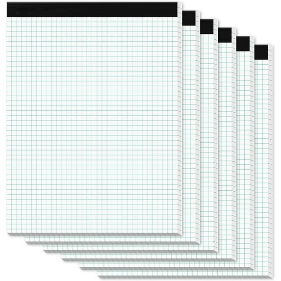 Graph Paper Pads 8.5 x 11, 6 Pack, 4x4 Blue Quad Grid Paper Pad, White Quadrille Pad 8-1/2" x 11 ...