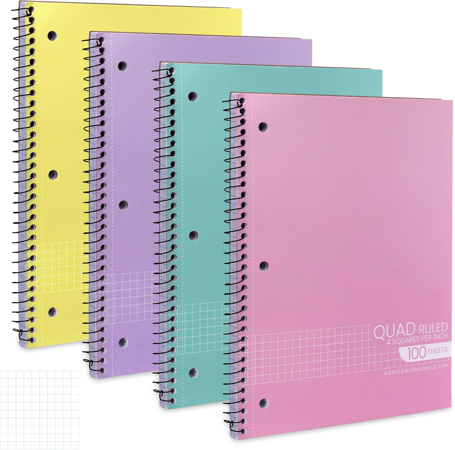 Graph Paper Spiral Notebook - Graph Paper Notebook, Quad Ruled Grid ...