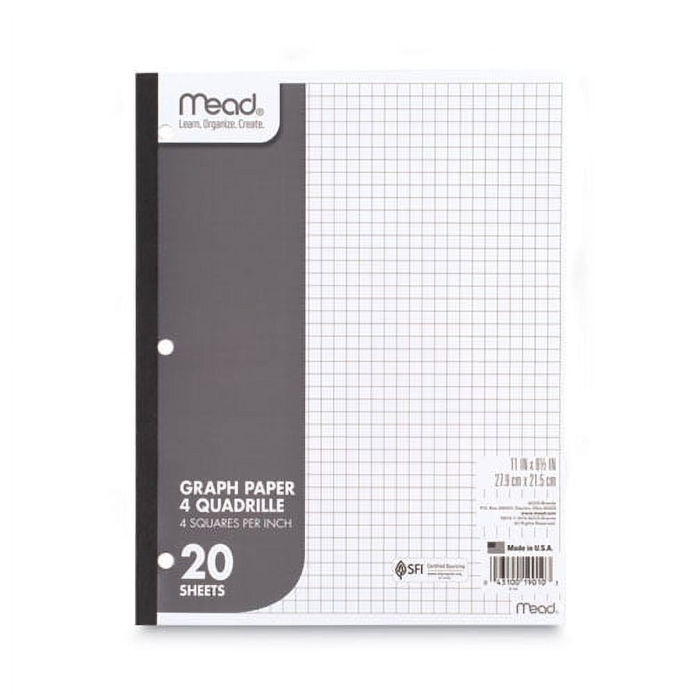 Graph Paper Tablet, 3-Hole, 8.5 X 11, Quadrille: 4 Sq/in, 20 Sheets/pad ...