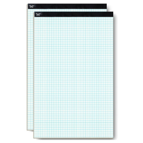 Graph paper pad, 2 pack of 22 sheets, 17x11 inches, 4x4 grid, 4 squares ...