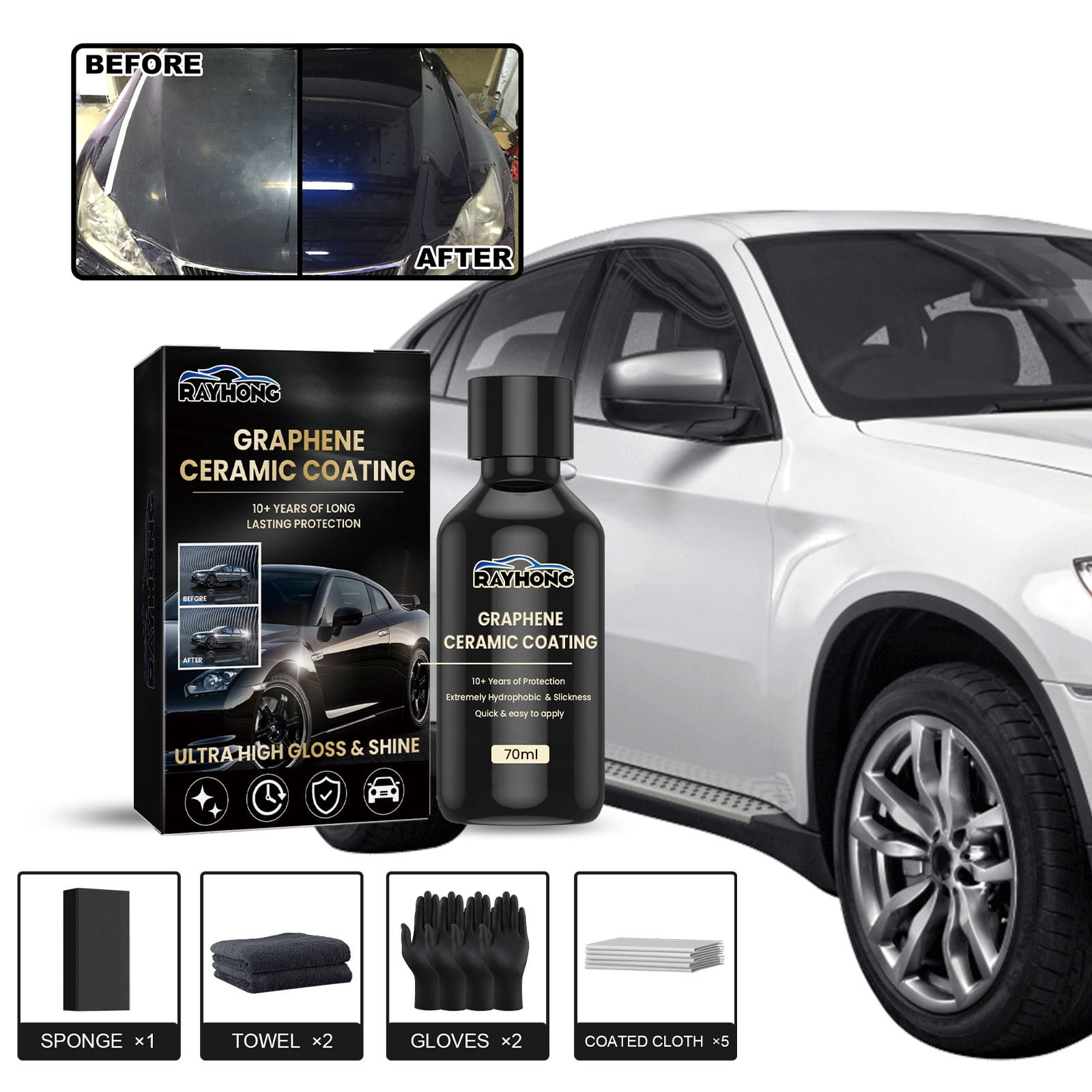 Graphene Ceramic Coating, Graphene Car Wax Kit, 12h Graphene Coating ...