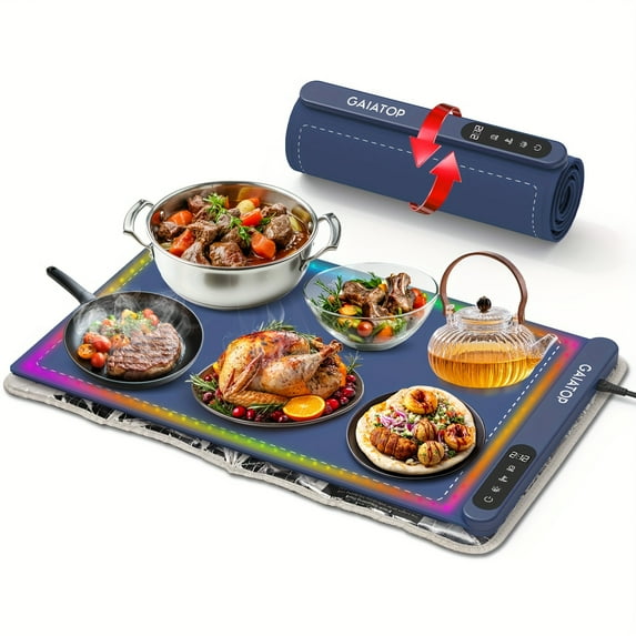 Graphene Food Warming Pad, 10s Fast Heating 6 Temp Settings, Foldable Silicone Tray for Buffet ...