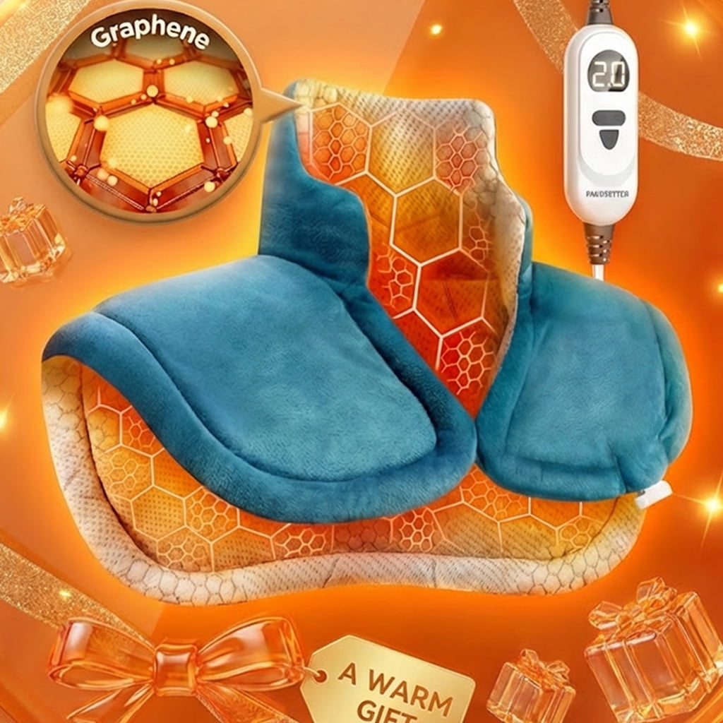 Graphene Weighted Heated Shawl Blanket - 3lb Neck Shoulder Heating Pad ...