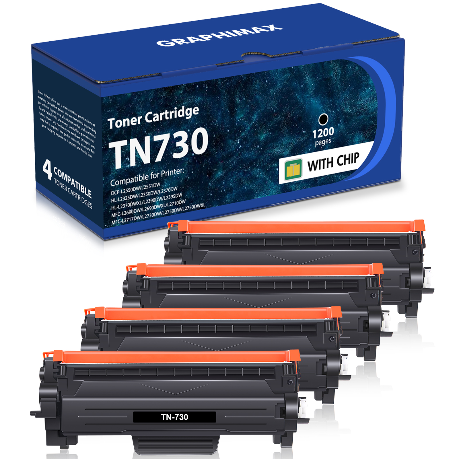 GraphiMax TN730 Toner Cartridge Compatible for Brother TN730 TN-730 TN760 TN-760 for DCP-L2550DW ...