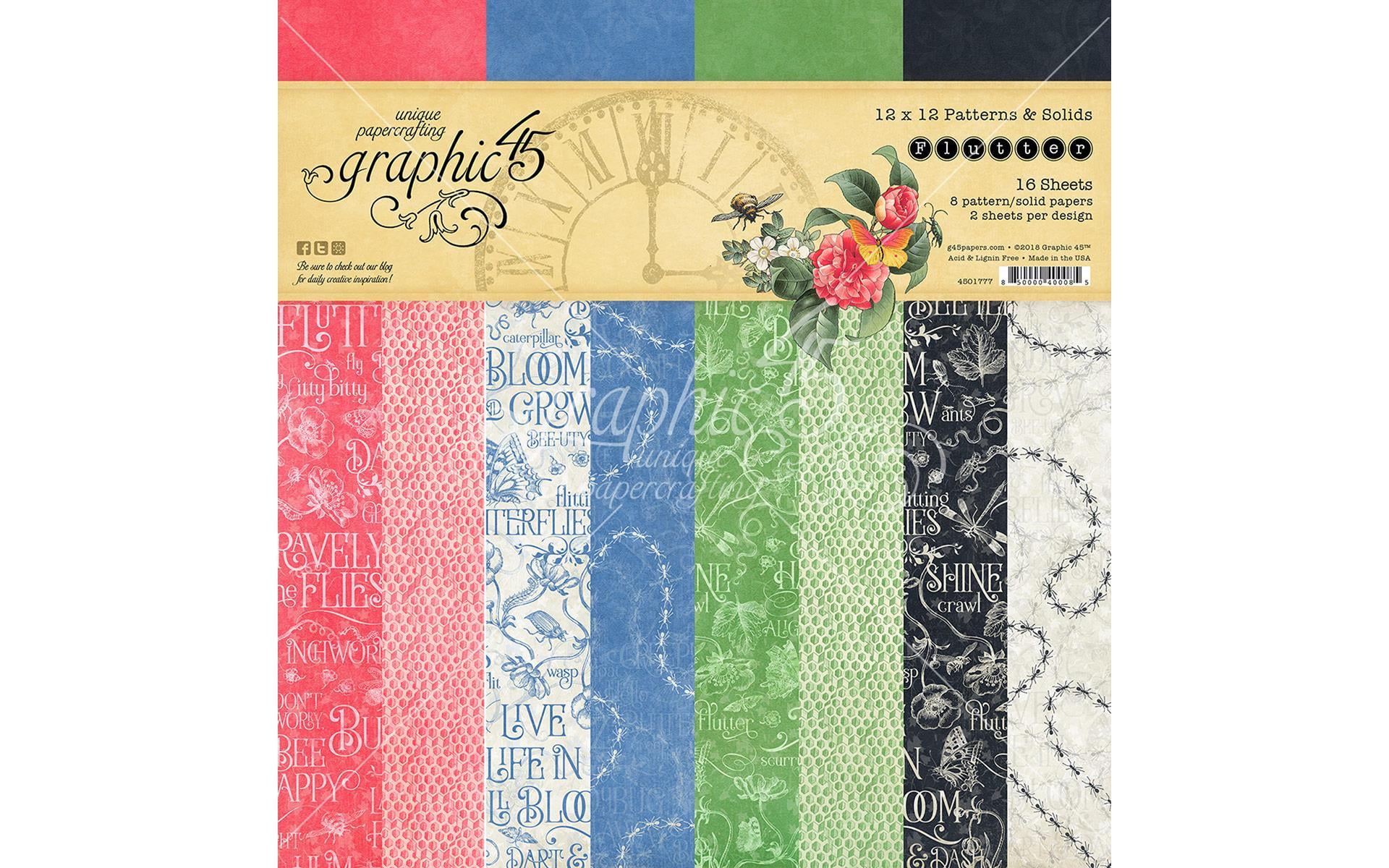 Graphic 45 Flutter Paper Pad 12x12 - Walmart.com