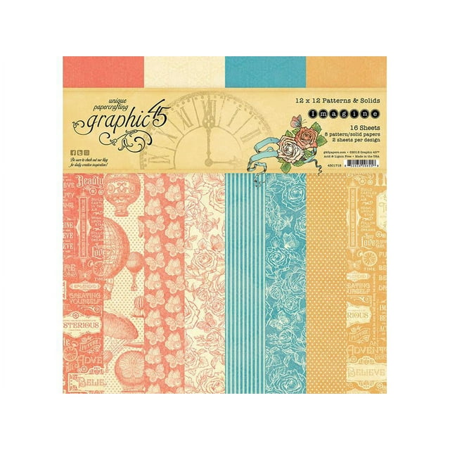 Graphic 45 Imagine Paper Pad 12x12 Solid/Ptrn - Walmart.com