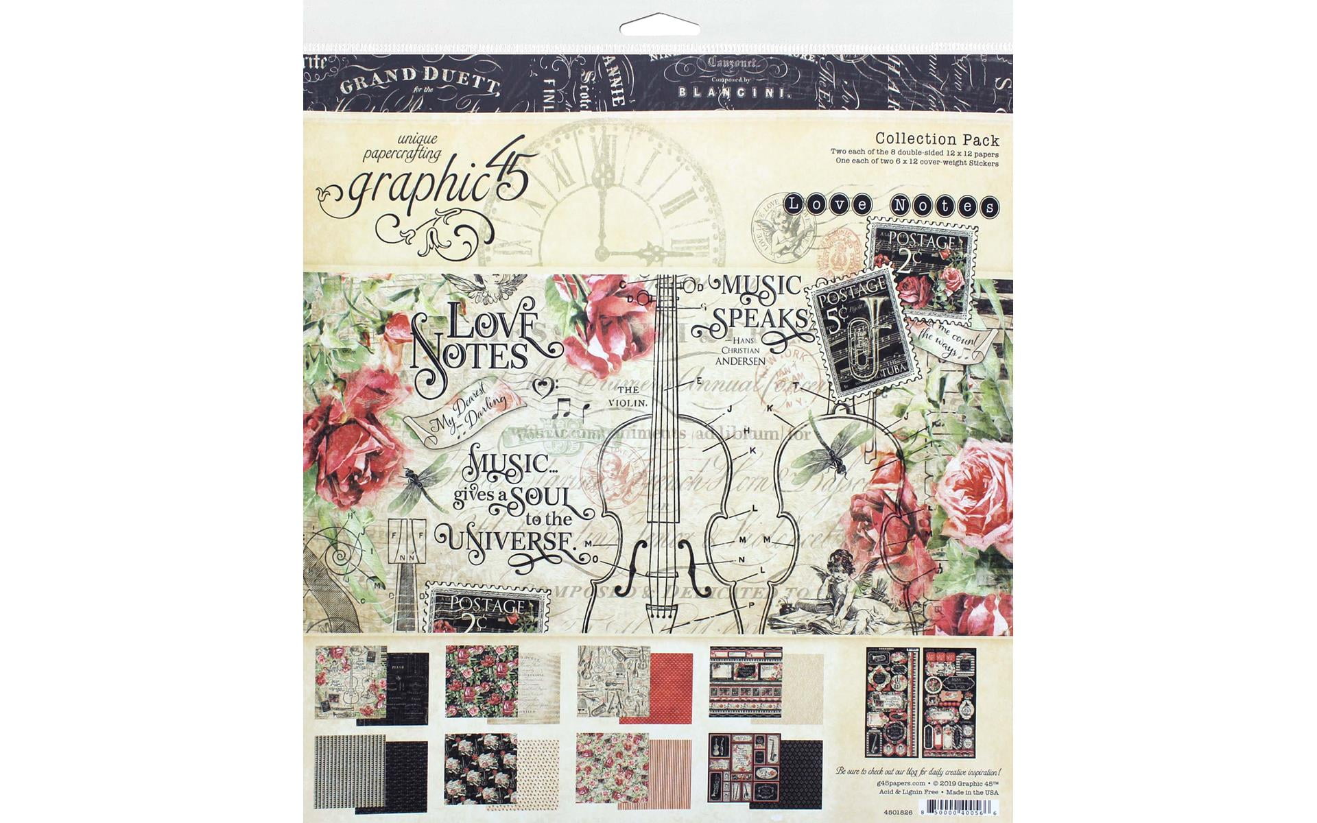 Graphic 45 Love Notes Collection Pack 12x12 - Walmart.com