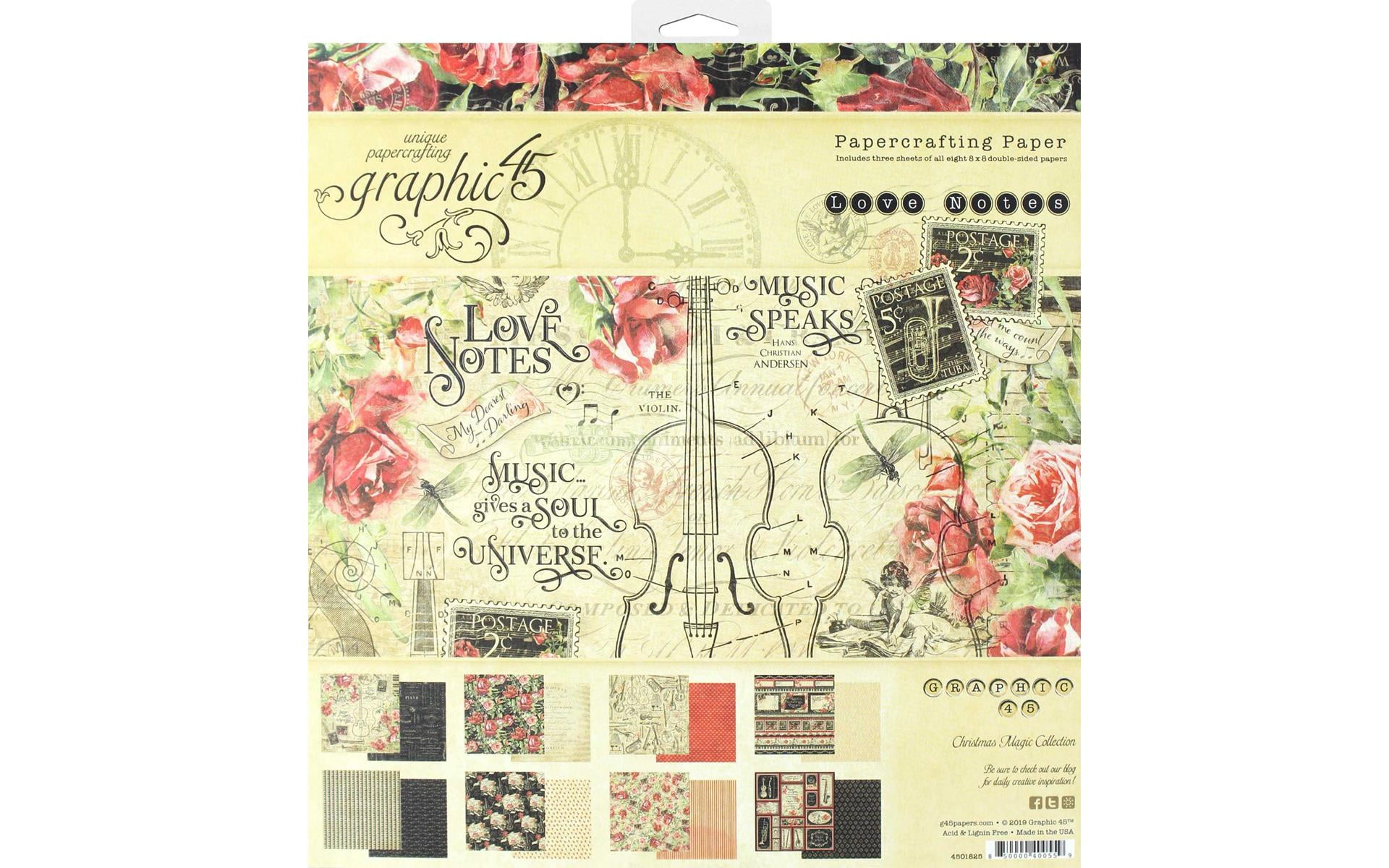 Graphic 45 Love Notes Paper Pad 8x8 - Walmart.com