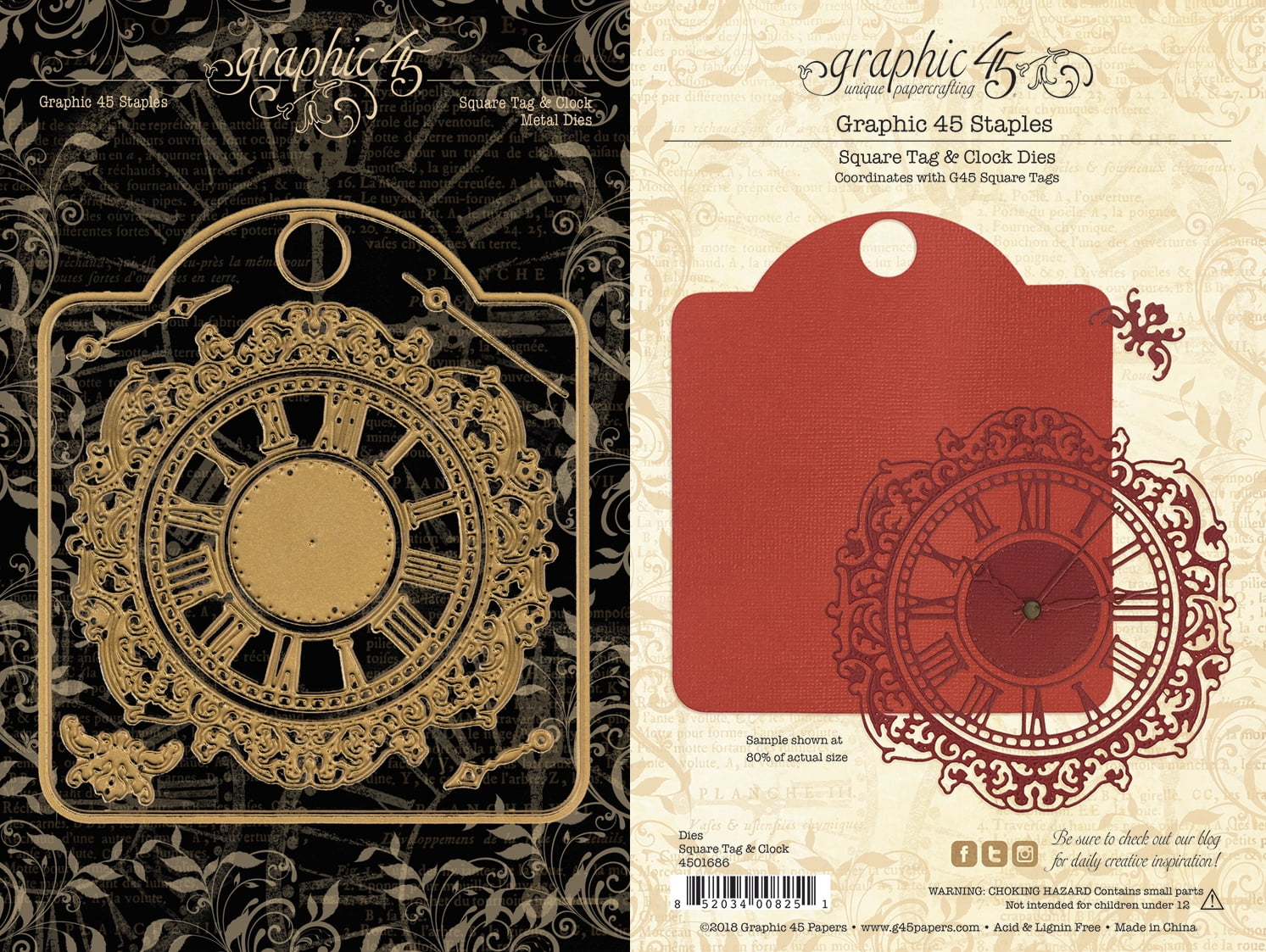 Graphic 45 Staples Dies-Square Tag & Clock - Walmart.com