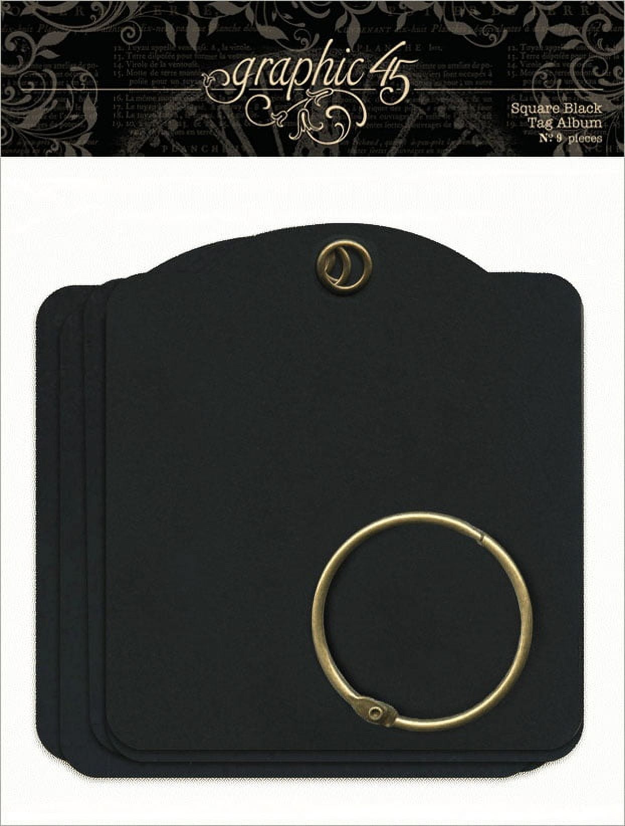 Graphic 45 Staples Square Tag Album 4.5"X5"-Black - Walmart.com