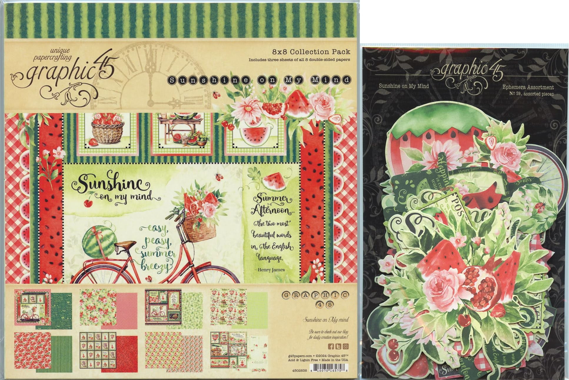 Graphic 45 Sunshine on OIF8 my Mind Decorative Papers - 8x8 Paper Pack ...