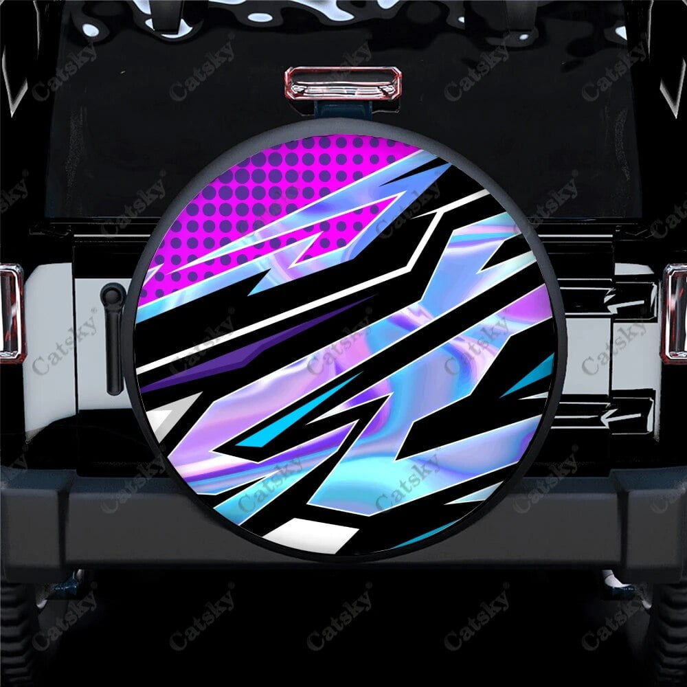 Graphic Abstract Stripe Print Spare Tire Cover Waterproof Tire Wheel