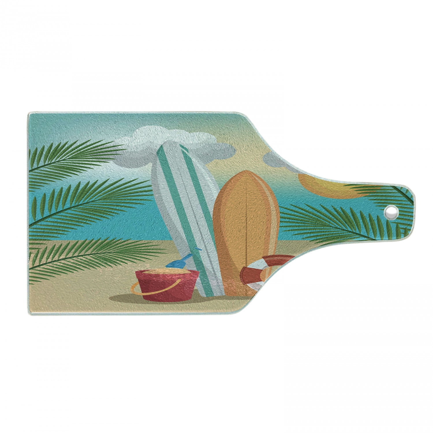 Graphic Beach Cutting Board, Summer Holiday Fun Cartoon with Surf ...