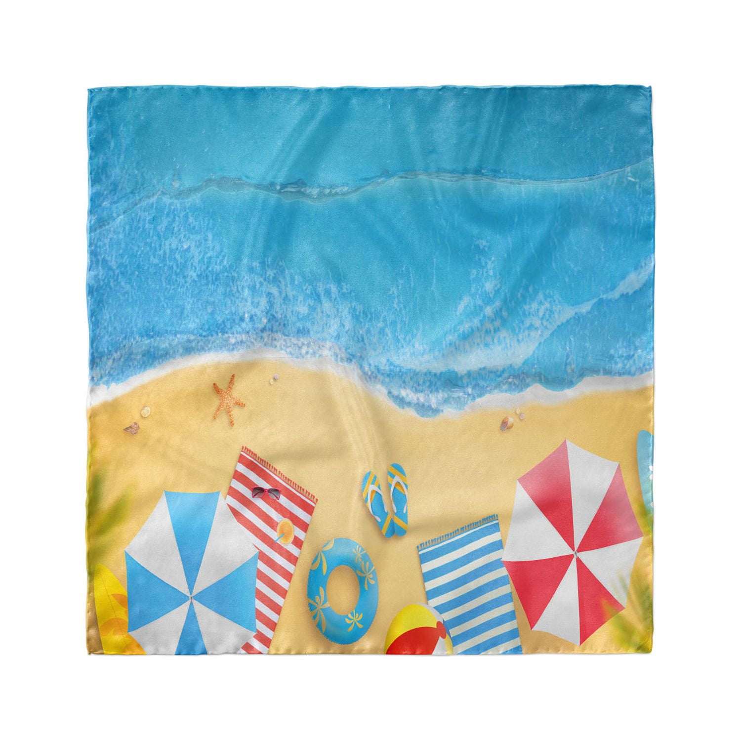 Graphic Beach Head Scarf, Summer Fun Bay Aerial, Head Wrap, 3 Sizes, by ...