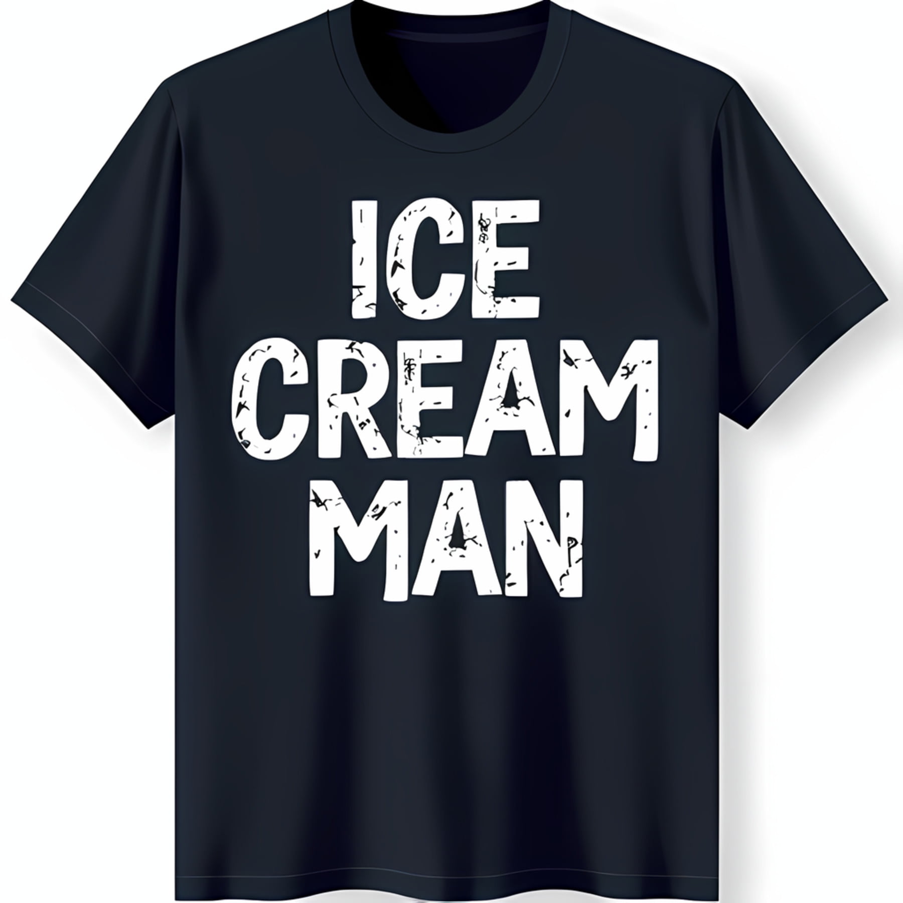 Graphic Black T-Shirt Bold 'ICE CREAM MAN' Design in White - Walmart.com