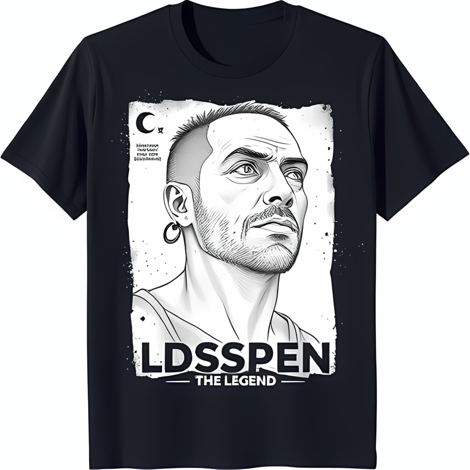 Graphic Black T-Shirt Featuring Bold Man's Face with Goatee LDSSPEN The ...