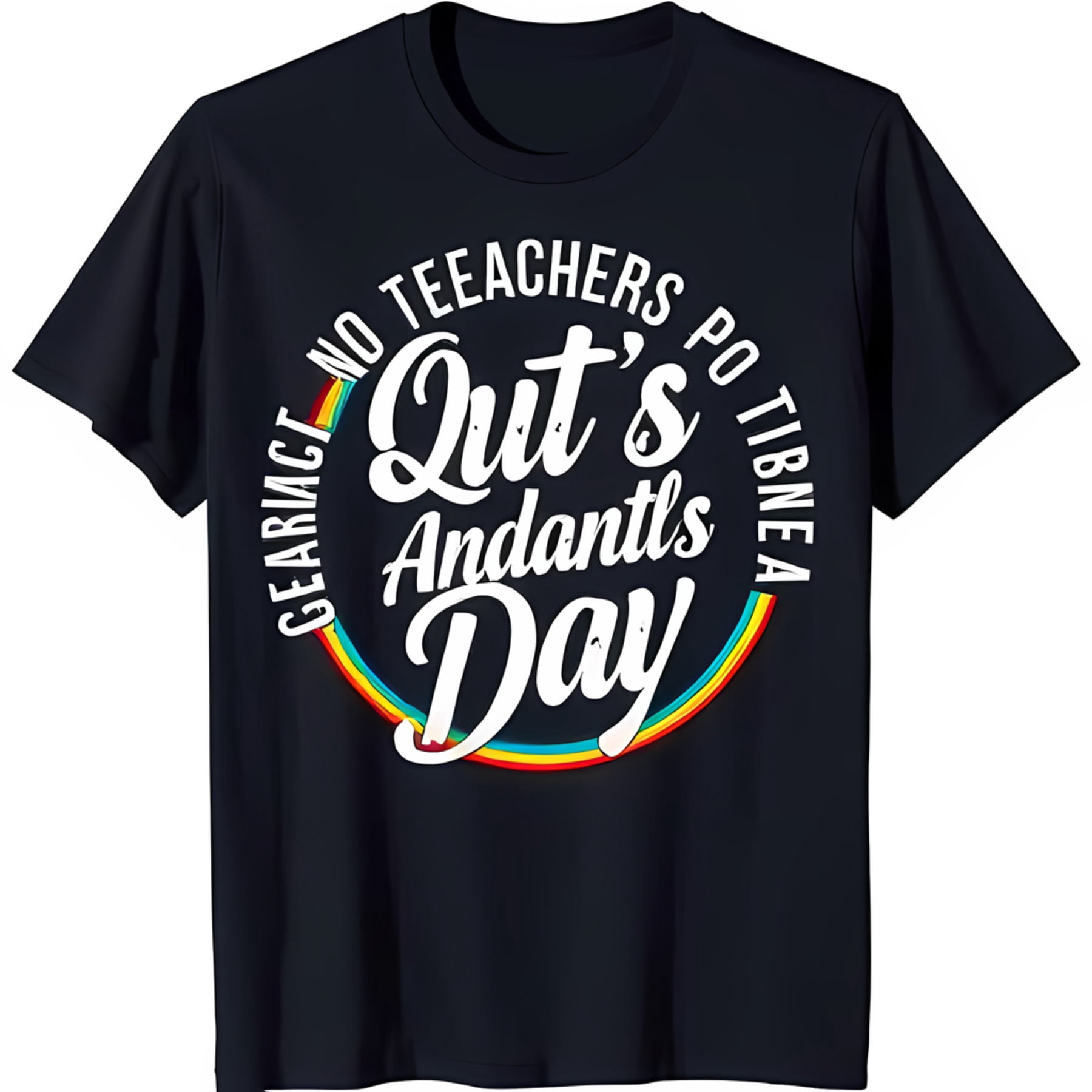 Graphic Black T-Shirt 'Geariac No Teachers Po Tibnea Quit's Andantls ...