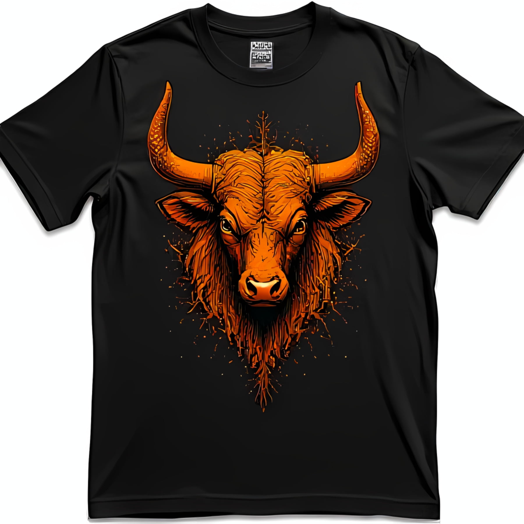 Graphic Black T-Shirt with Bold 's Head Design and Textured Background ...
