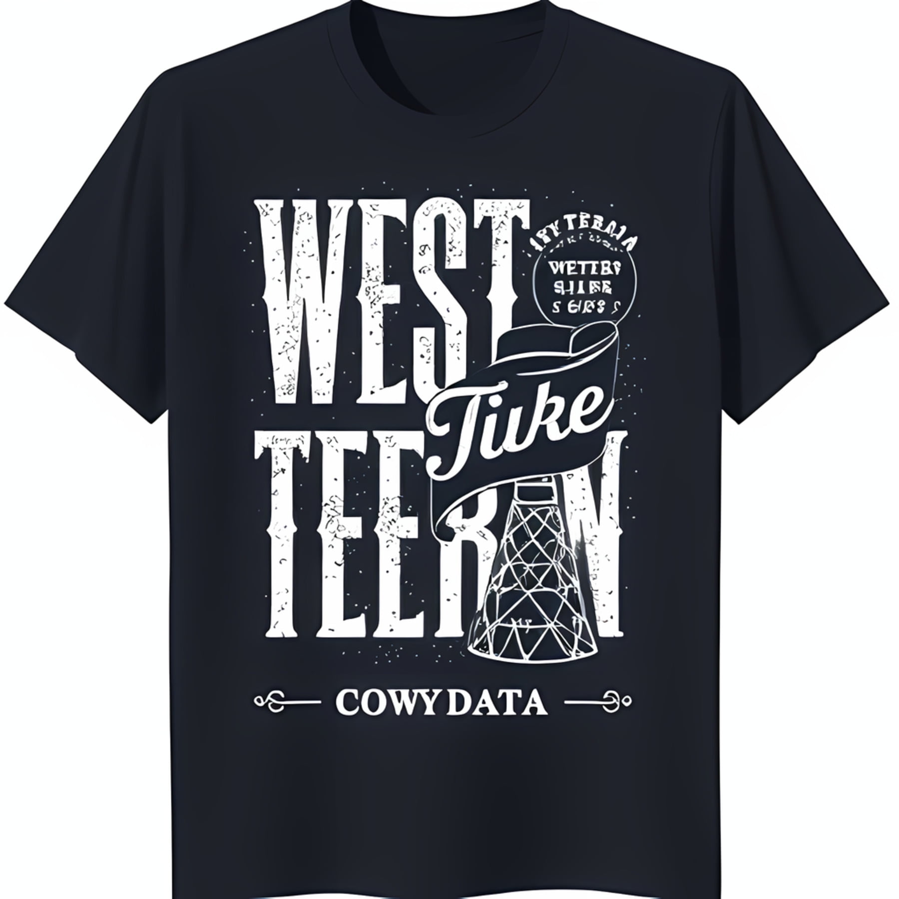 Graphic Black T-Shirt with 'West Teer' and Radio Tower Design - Walmart.com