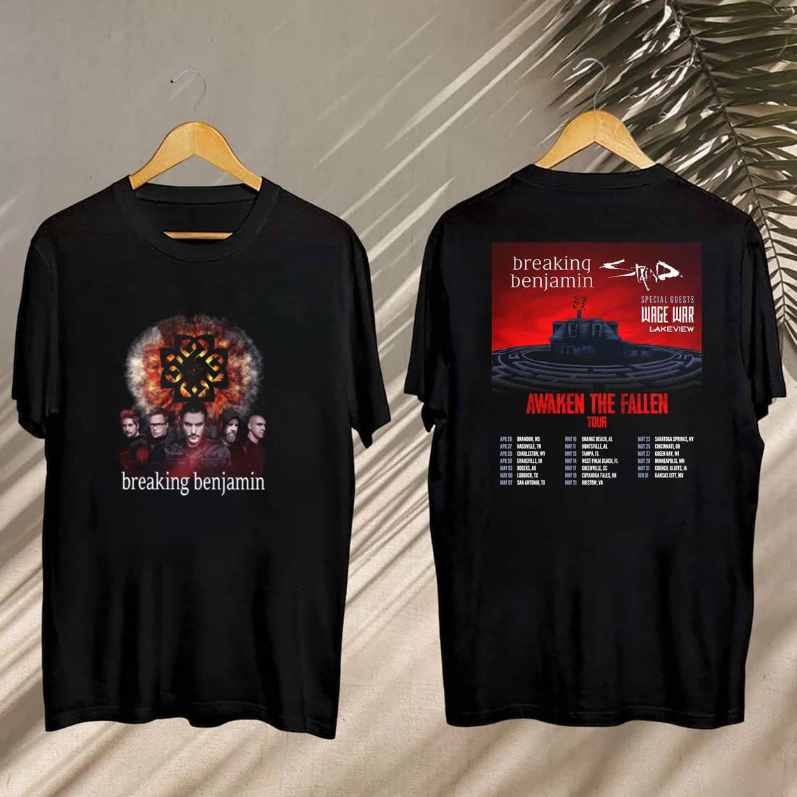 Graphic Breaking Benjamin Awaken The Fallen 2025 Tour Shirt, Breaking ...