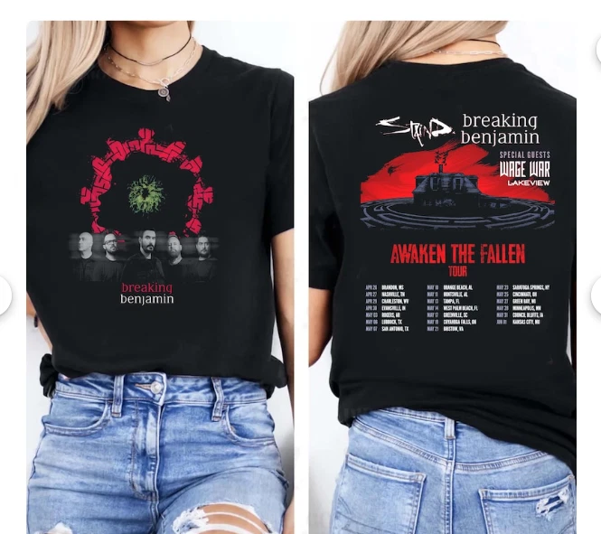 Graphic Breaking Benjamin Awaken The Fallen 2025 Tour Shirt, Breaking ...