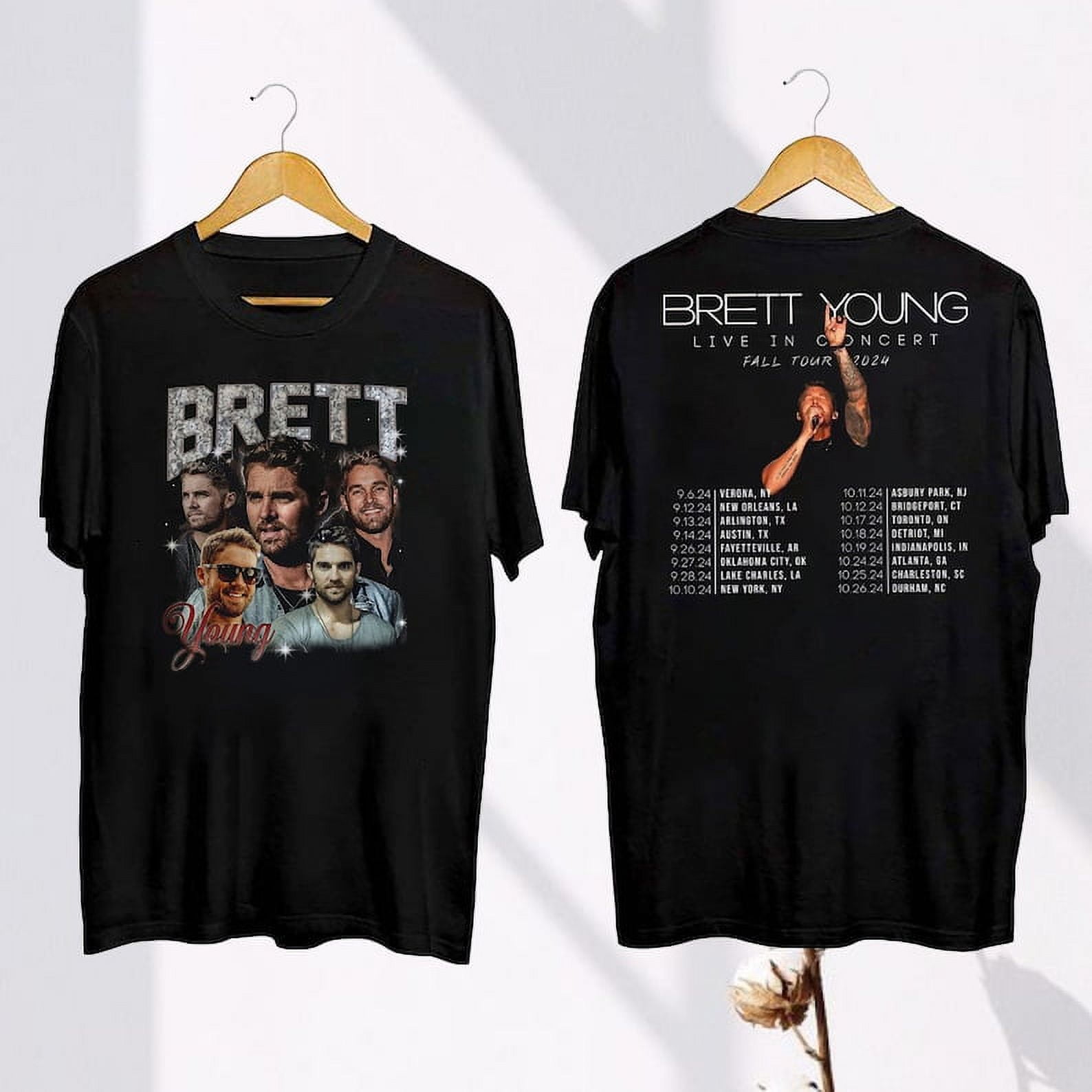 Graphic Brett Young Fall Tour 2024 T-Shirt, Brett Young Homage Shirt ...