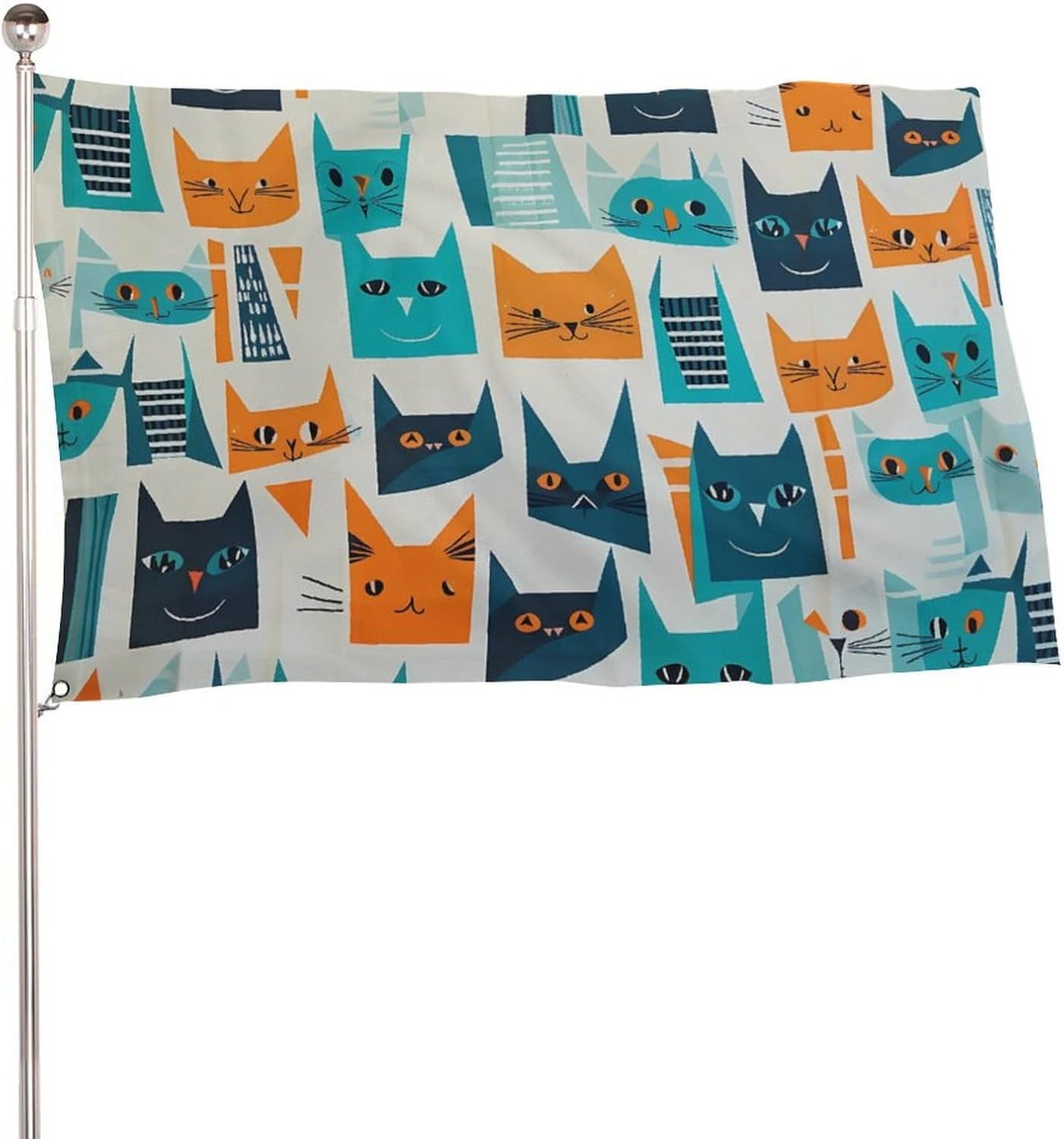 Graphic Cat Pattern Printed Flag with 2 Brass Grommets Banner Funny for ...
