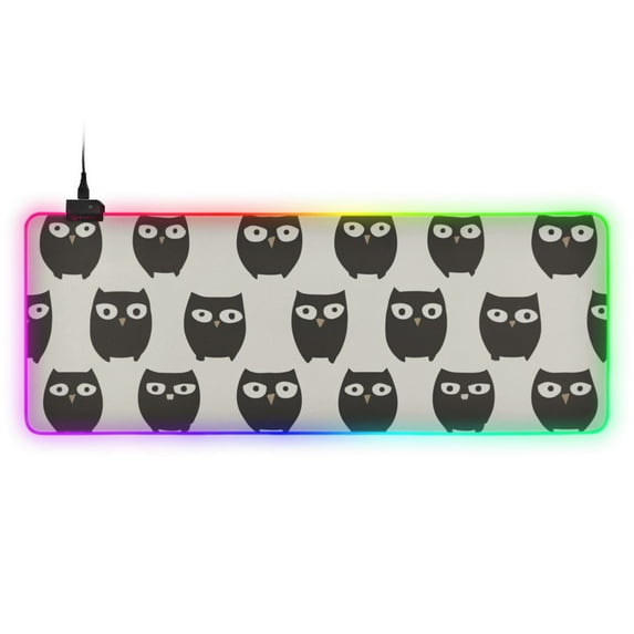 Graphic Design Cartoon Owl RGB Gaming Mouse Pad Large Keyboard Mat ...
