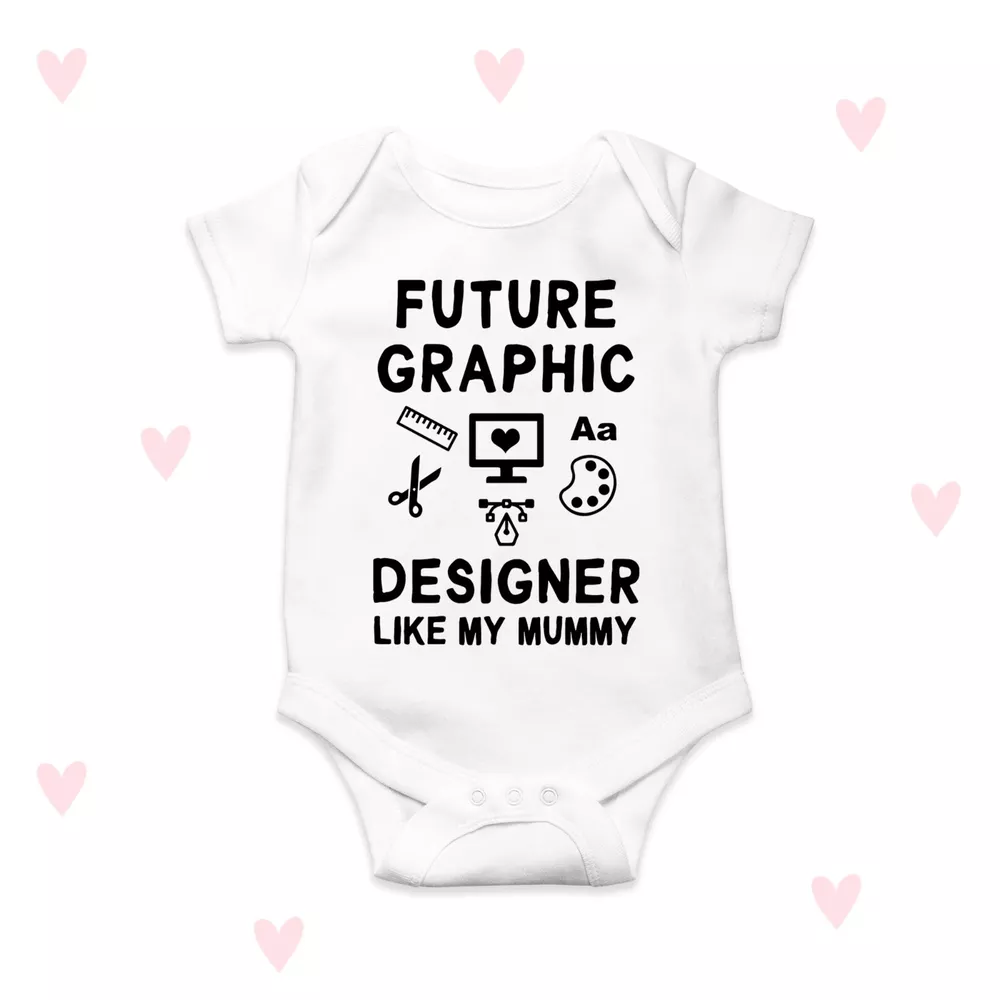 Graphic Designer Baby Grow Mini Me Mummy Funny Baby Shower Gifts Boys ...