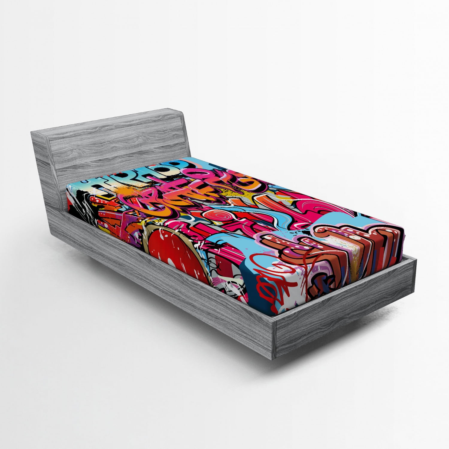 Graphic Fitted Sheet, Hip Hop Street Culture Harlem New York City Wall ...