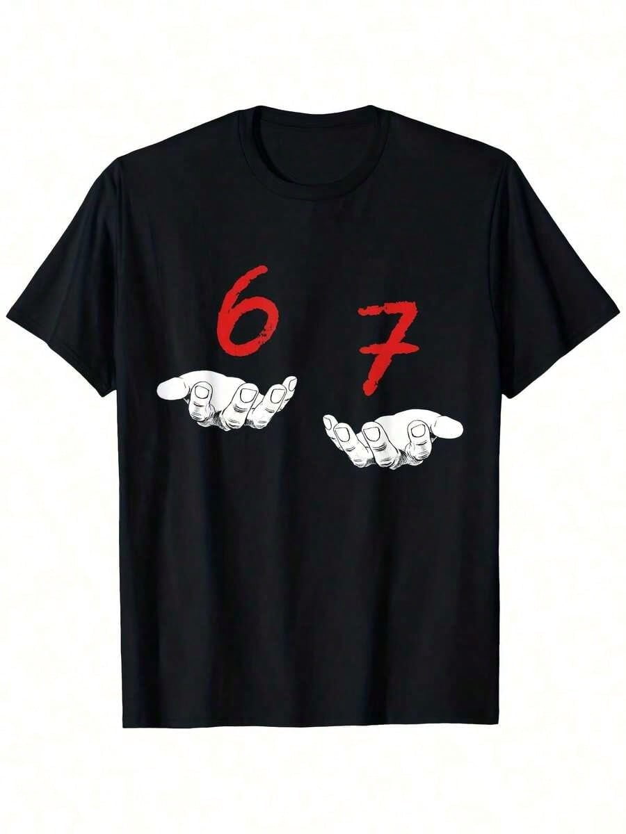 Graphic Hands 67 Number Design Men Unisex Short Sleeve Casual Fit T ...