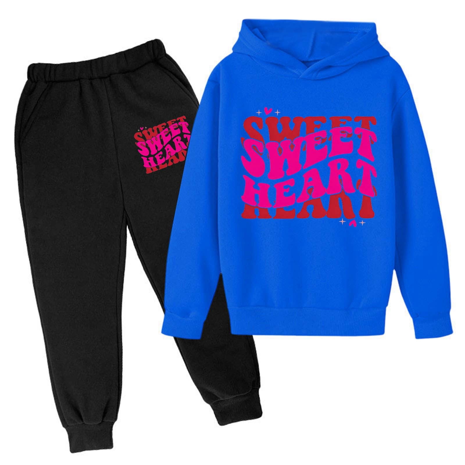 Graphic Hoodies Set for Girls Long Valentine's Day Sweat Heart Print ...