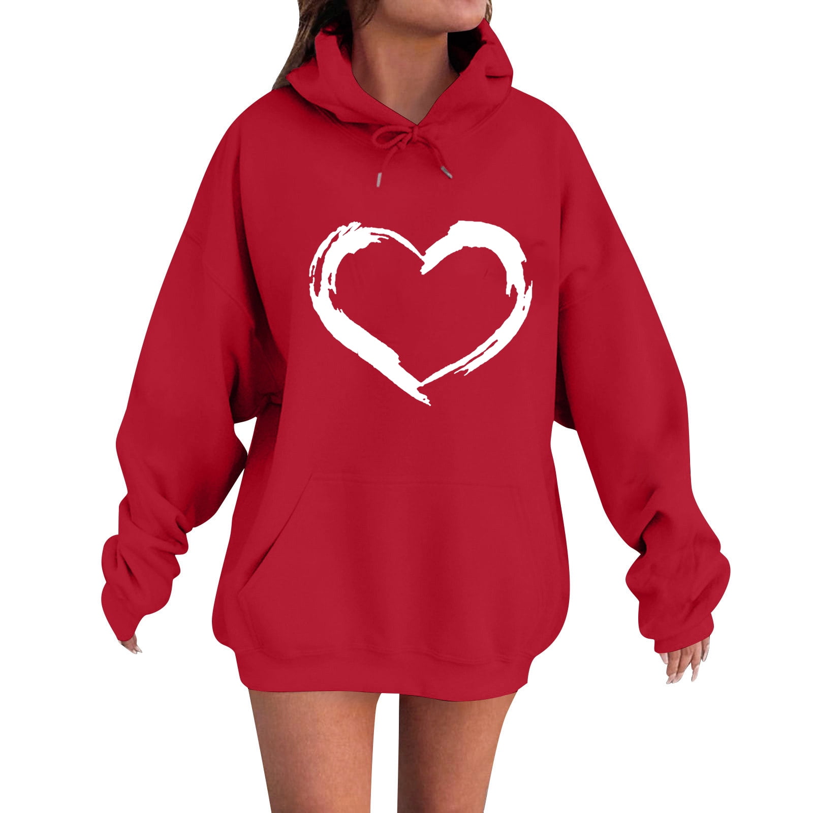 Graphic Hoodies for Women Cute Heart Sweatshirts Trendy Love Print Long ...