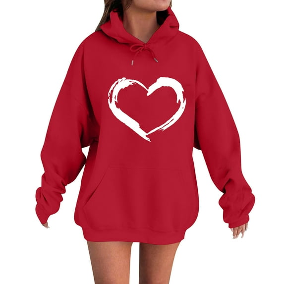 Graphic Hoodies for Women Cute Heart Sweatshirts Trendy Love Print Long ...