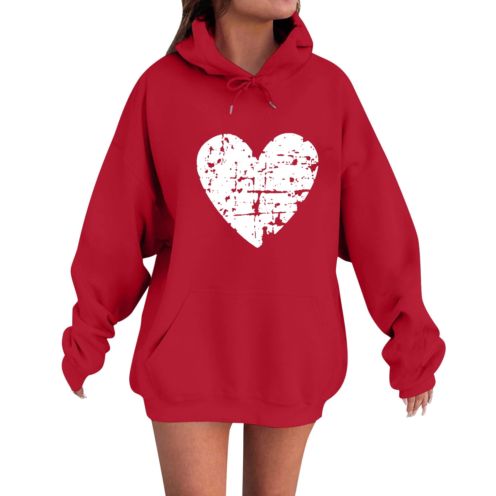 Graphic Hoodies for Women Cute Heart Sweatshirts Trendy Love Print Long ...