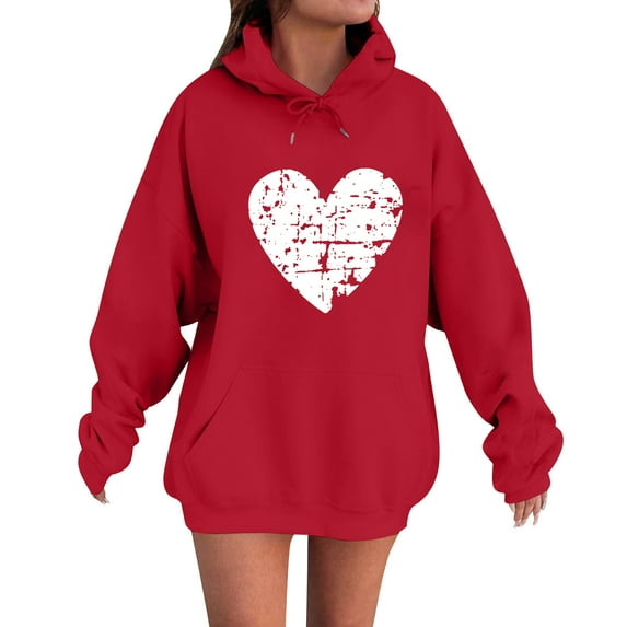 Graphic Hoodies for Women Cute Heart Sweatshirts Trendy Love Print Long ...