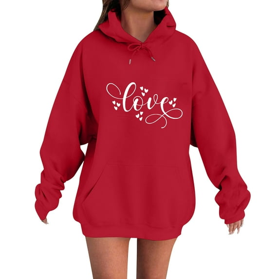 Graphic Hoodies for Women Cute Heart Sweatshirts Trendy Love Print Long ...