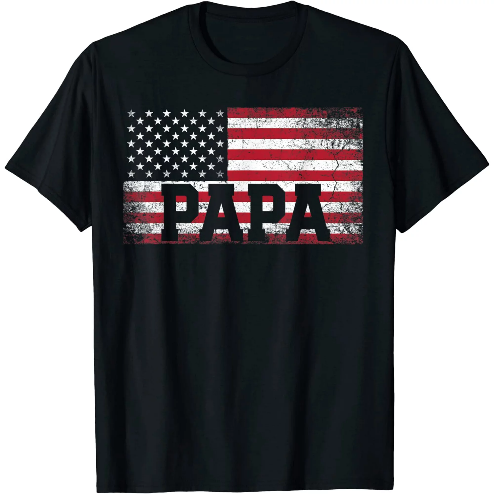 Graphic & Letter Print T-shirt Mens Papa American Flag Father s Day 4th of July Gift Grandpa T ...