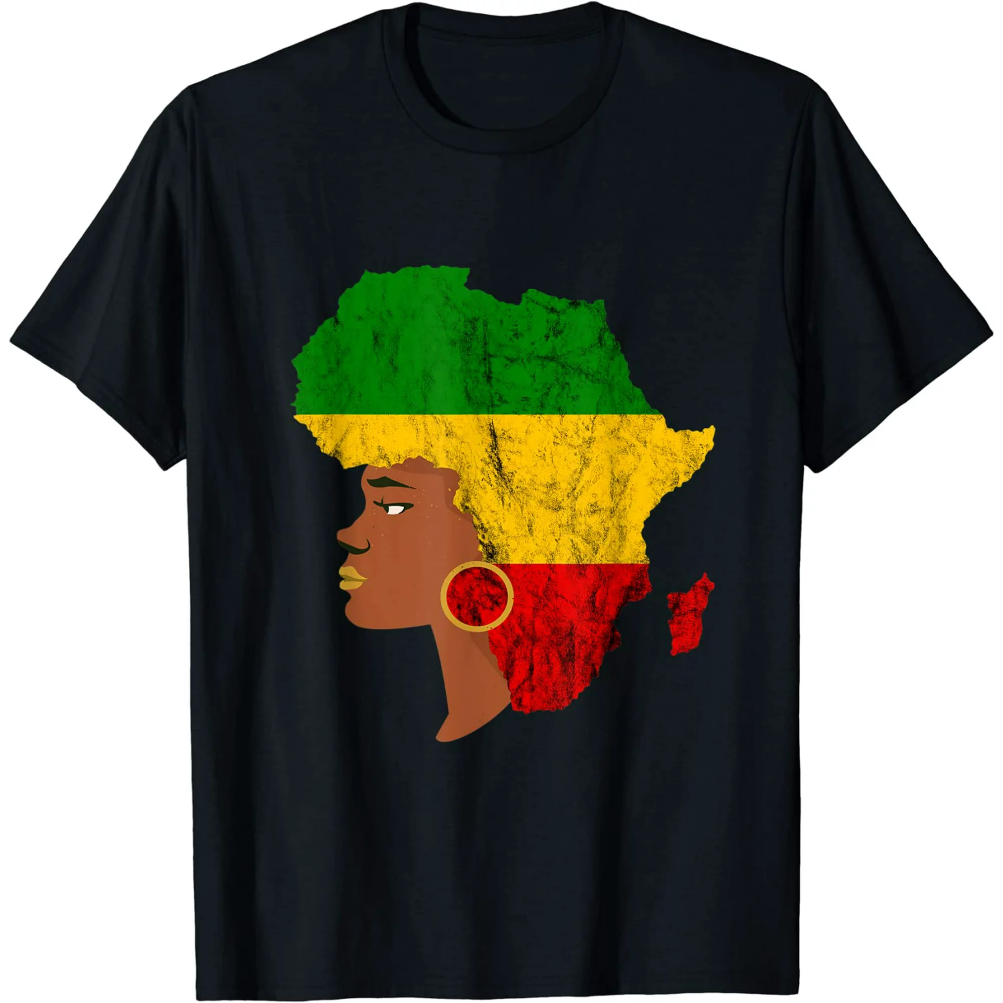 Graphic & Letter Print T-shirt Rasta Reggae Woman Jamaican Pride ...