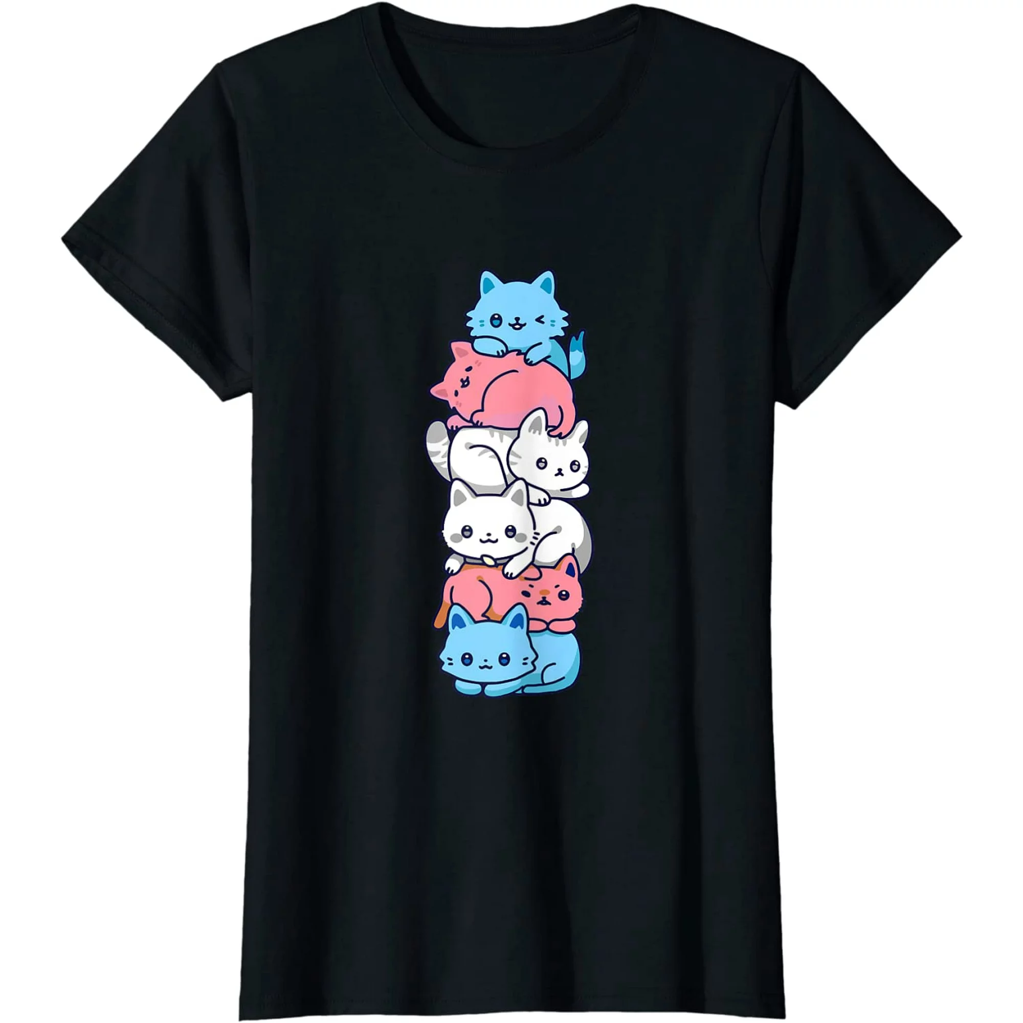 Graphic & Letter Print T-shirt Transgender Pride Cat LGBT Trans Flag ...