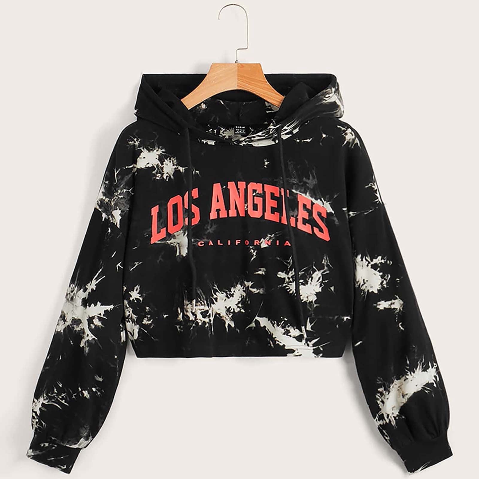 Graphic Lettering Print Tie-Dye Juniors Teen Girls Lightweight Hoodie ...