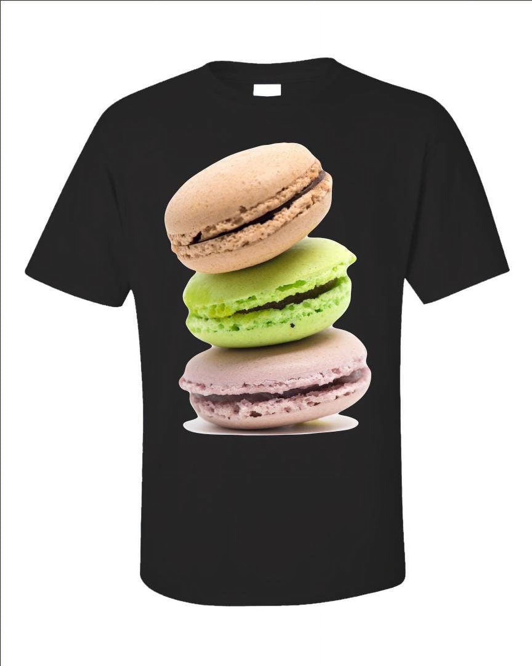 Graphic Macaron Print Shirt, Food Lover Tee, Dessert Theme Shirt, Cute ...