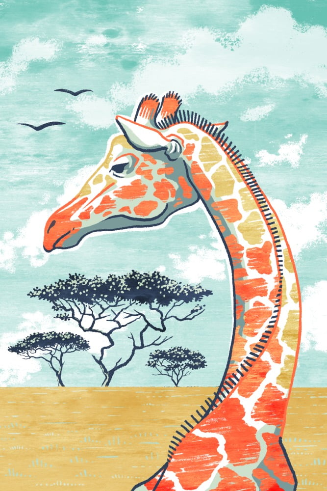 Graphic Pastel, Giraffe (16x24 Giclee Gallery Art Print, Vivid Textured ...