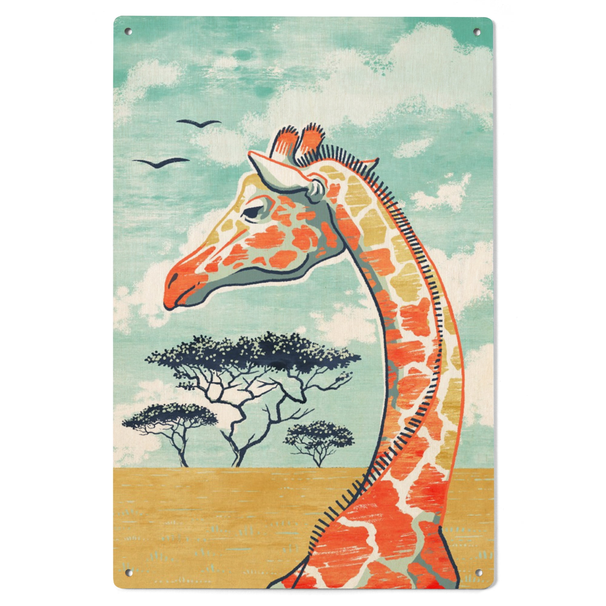 Graphic Pastel, Giraffe Birch Wood Wall Sign (6x9 Rustic Home Decor ...