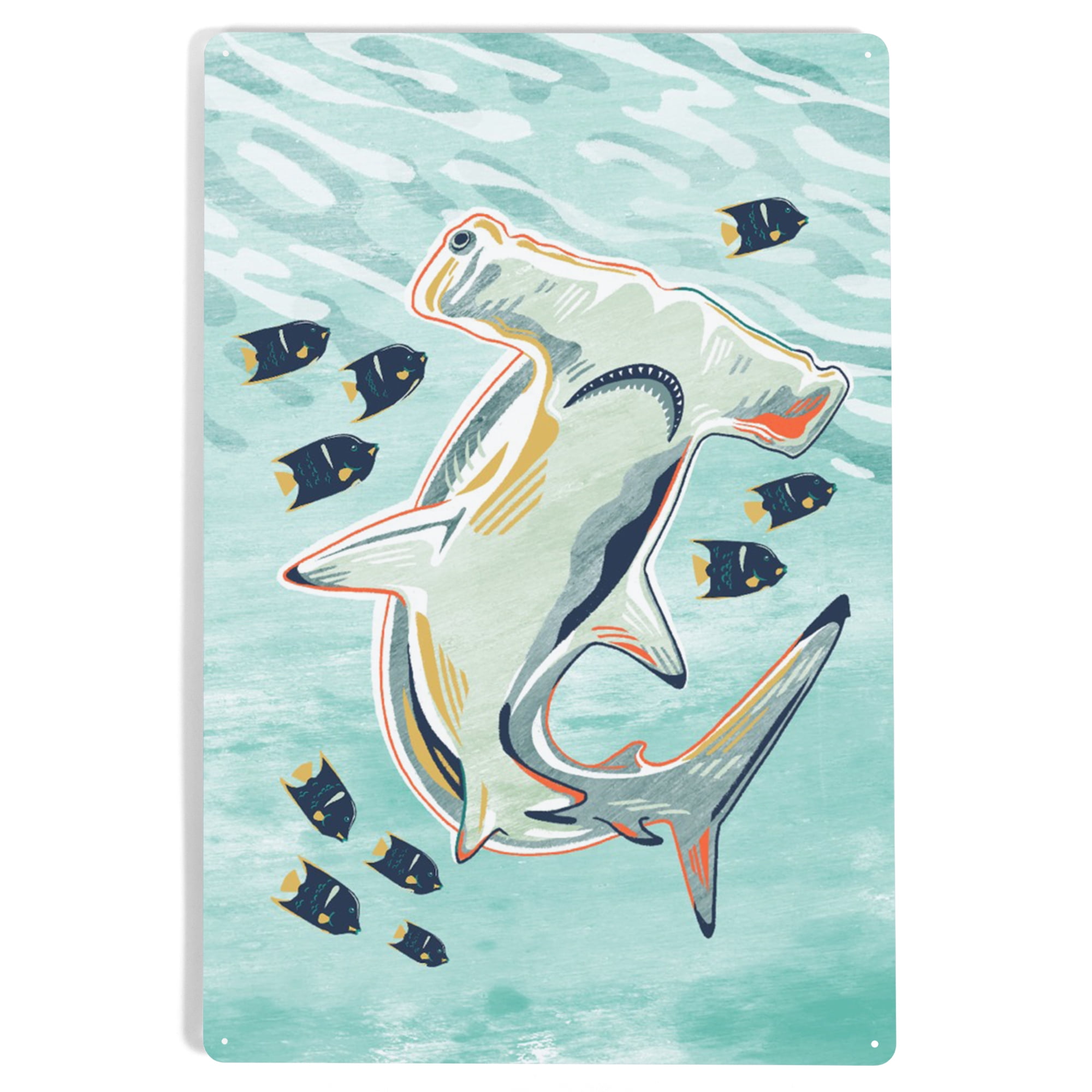 Graphic Pastel, Hammerhead Shark (12x18 Aluminum Art, Indoor Outdoor ...