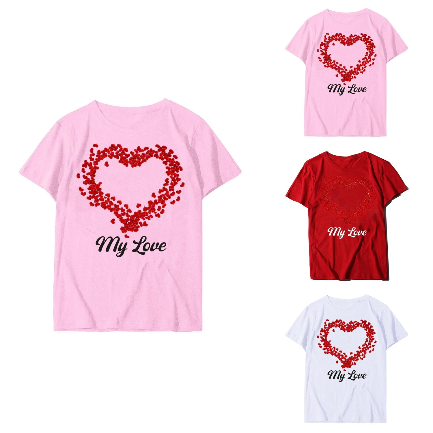 Graphic Print Couple T-Shirt – Soft Short Sleeve Crewneck Casual Tee ...
