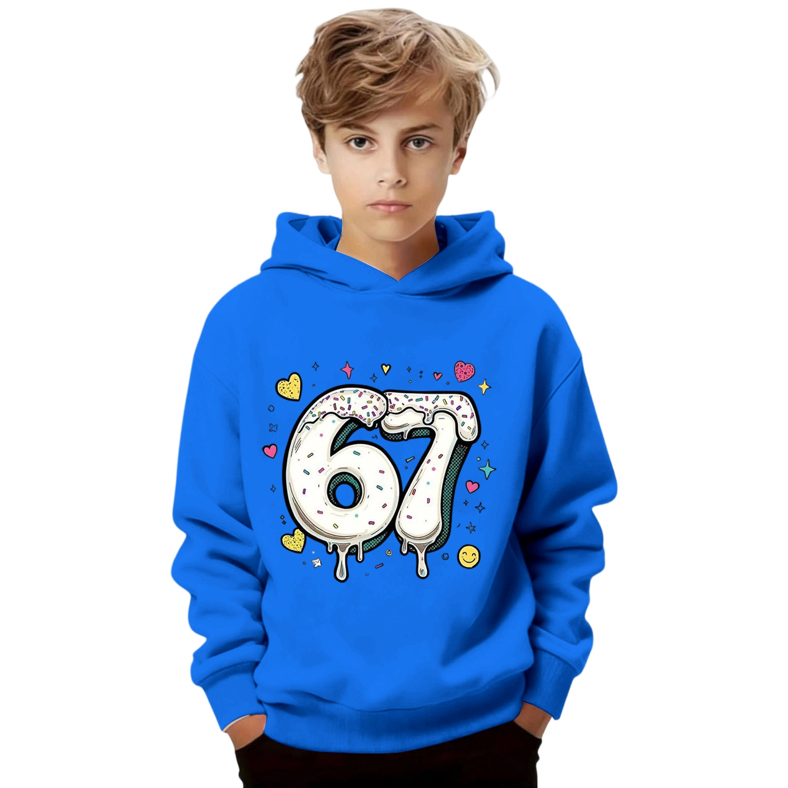 Graphic Print Hooded Pullover, Soft and Comfortable Play Wear for Girls ...