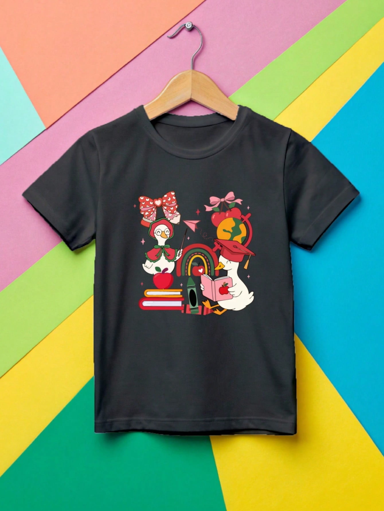 Graphic Print School T-Shirt For Kids, Back To School Goose Shirt ...