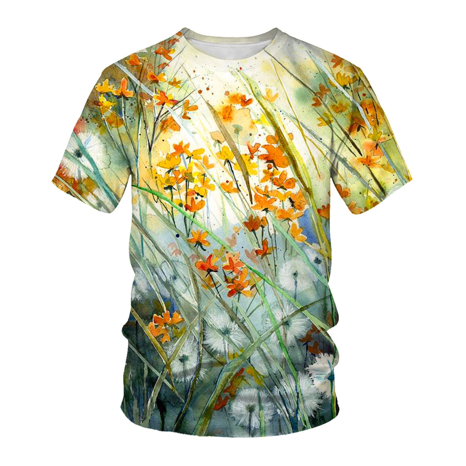 Graphic Print Tees T Shirt Short Sleeve Floral Tee Shirt Tops Unisex ...